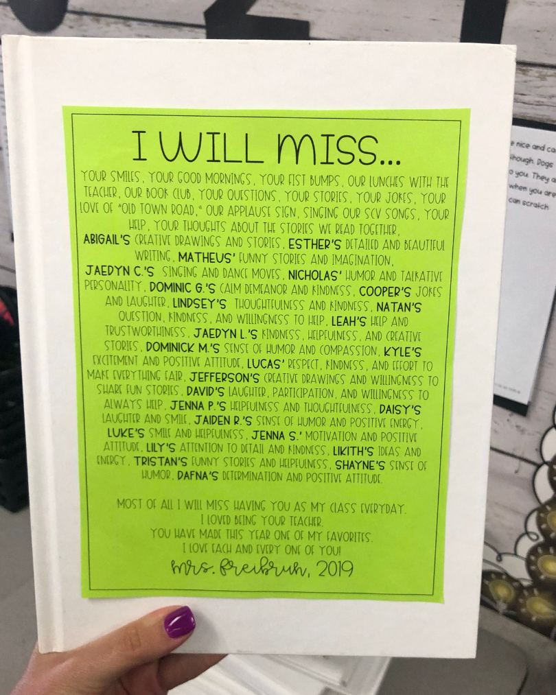 A End-of-the-Year Student Gift Idea for Elementary School